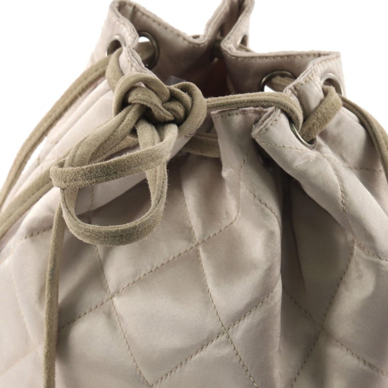 Chanel Vintage Drawstring Backpack Quilted Satin with Suede Medium at ...