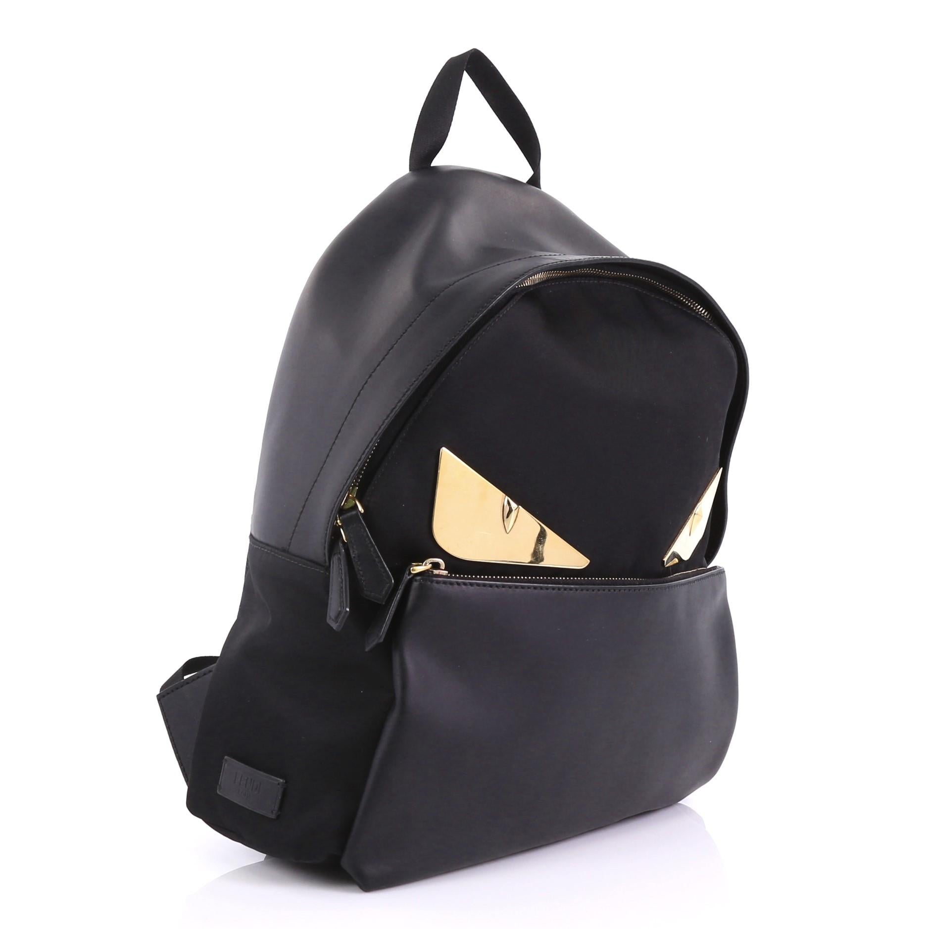 Fendi Monster Backpack Nylon With Leather Large at 1stDibs