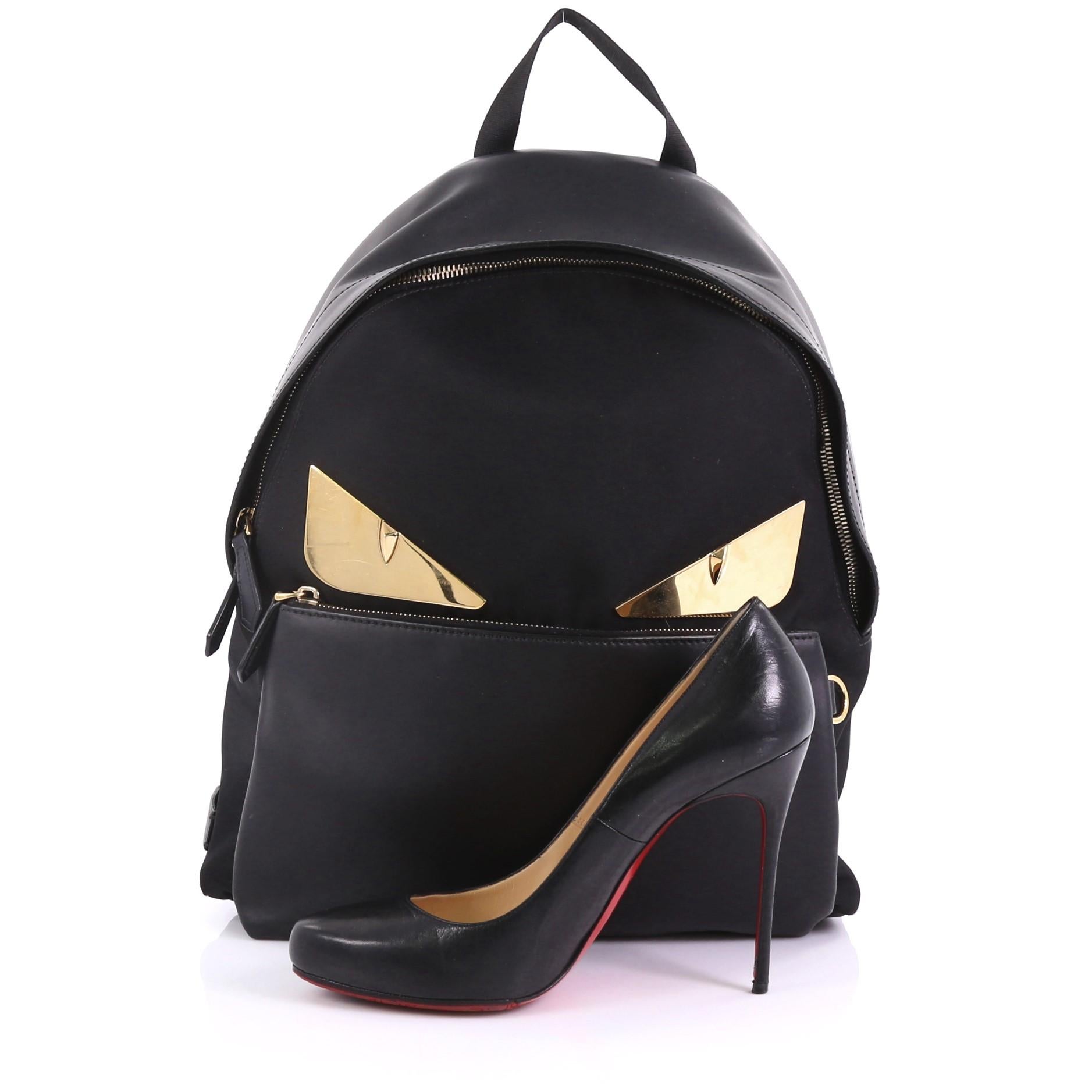 Fendi Monster Backpack Nylon With Leather Large at 1stDibs