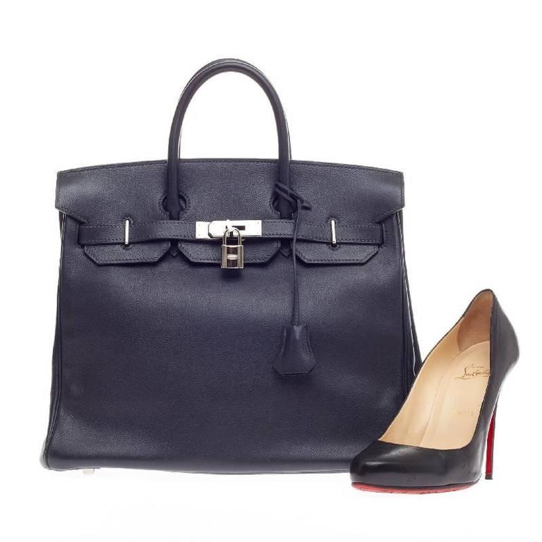 Hermes Birkin HAC Indigo Evergrain with Palladium Hardware 32 at 1stDibs