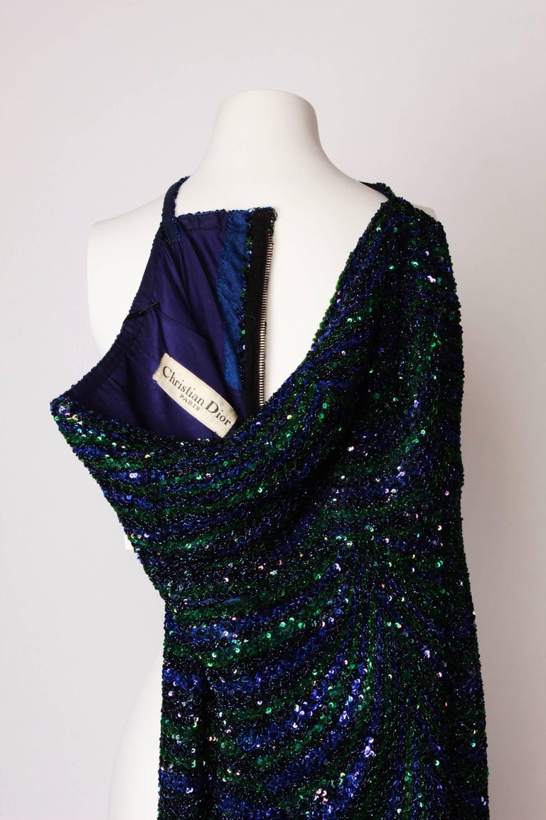 Christian Dior 1960s Couture Beaded And Sequin Cocktail Dress For Sale