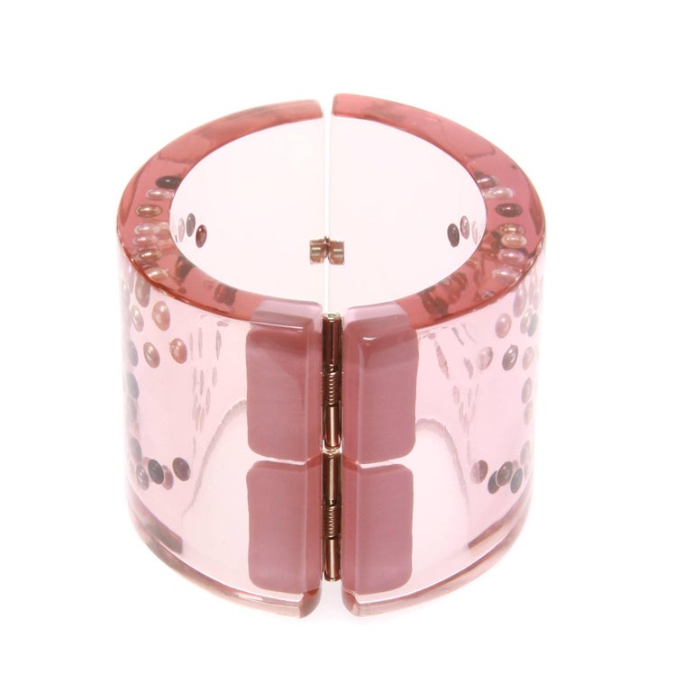 Chanel Pink Resin Cuff Bracelet at 1stDibs | chanel pink bracelet ...