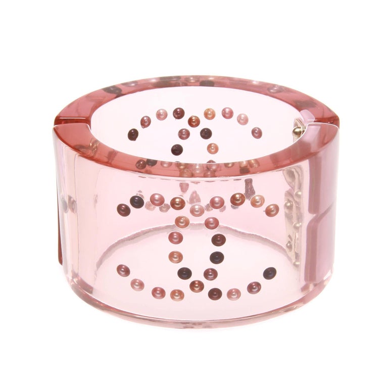 Chanel Pink Resin Cuff Bracelet at 1stDibs | chanel pink bracelet ...