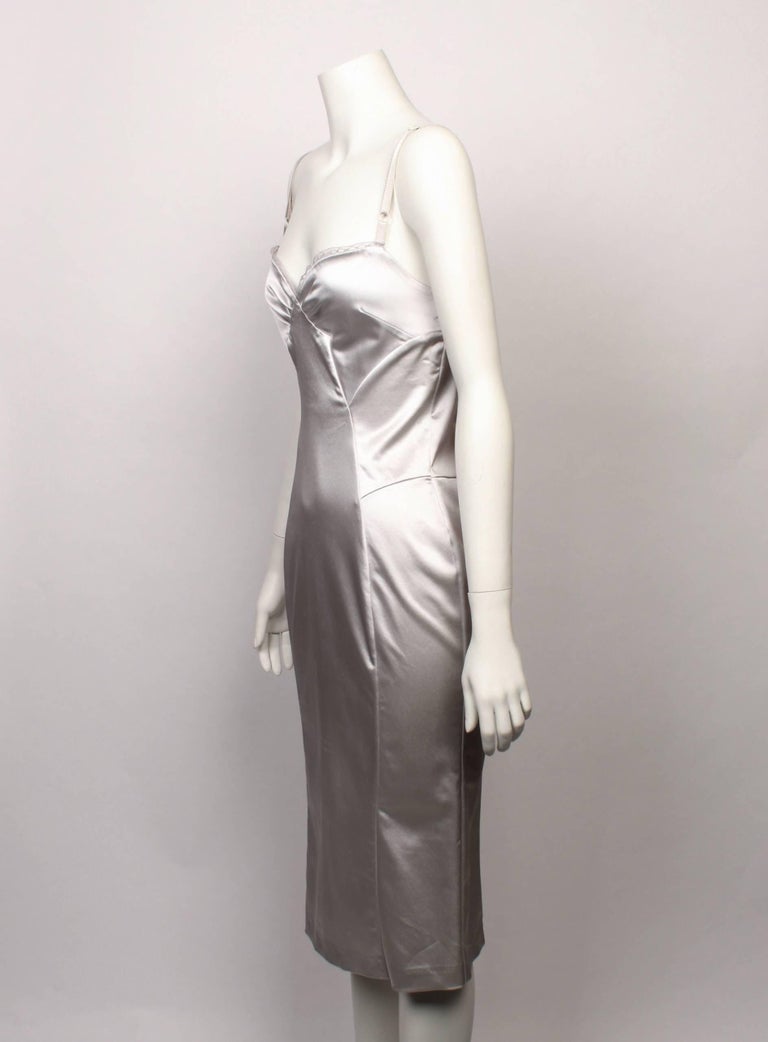 D&G Dolce and Gabbana Silver Satin Slip Dress For Sale at 1stDibs ...