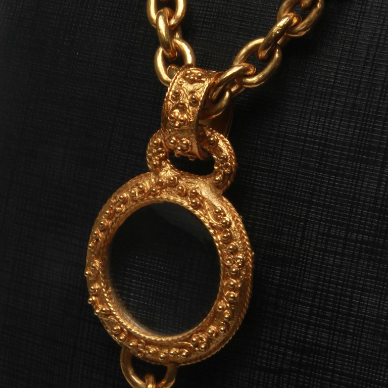 Chanel chain with magnifying glass and bell dangle pendant For Sale at ...