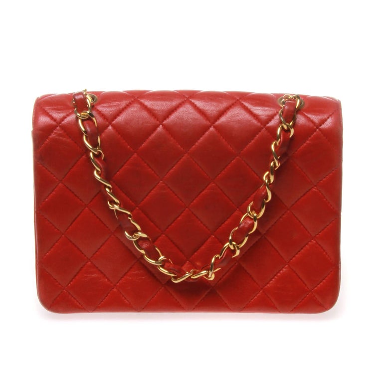 Chanel Vintage Red Mini Classic Flap Bag at 1stDibs | chanel red mini ...