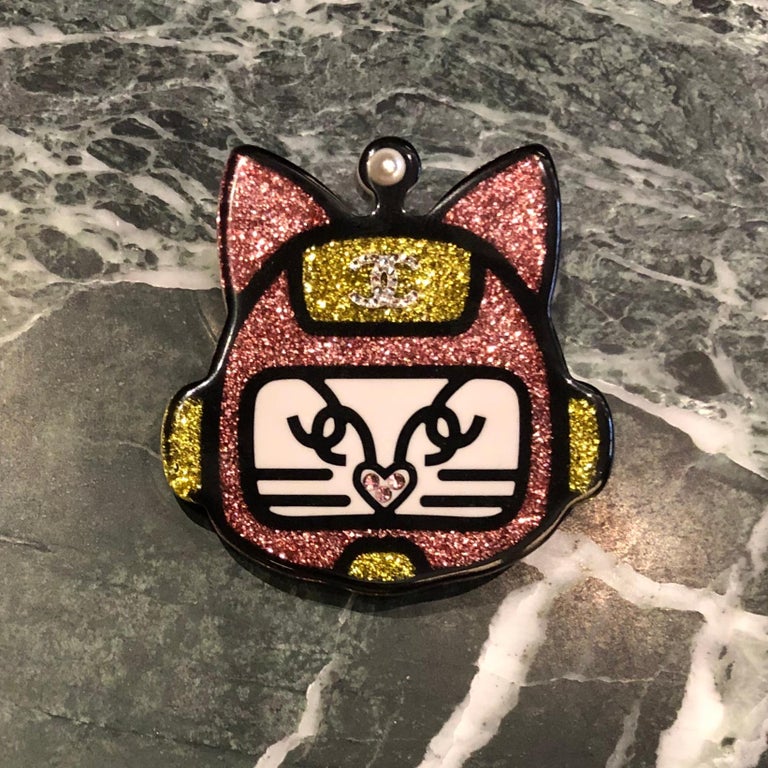 Chanel metal, glittered resin, diamante and glass, pearl cat robot ...