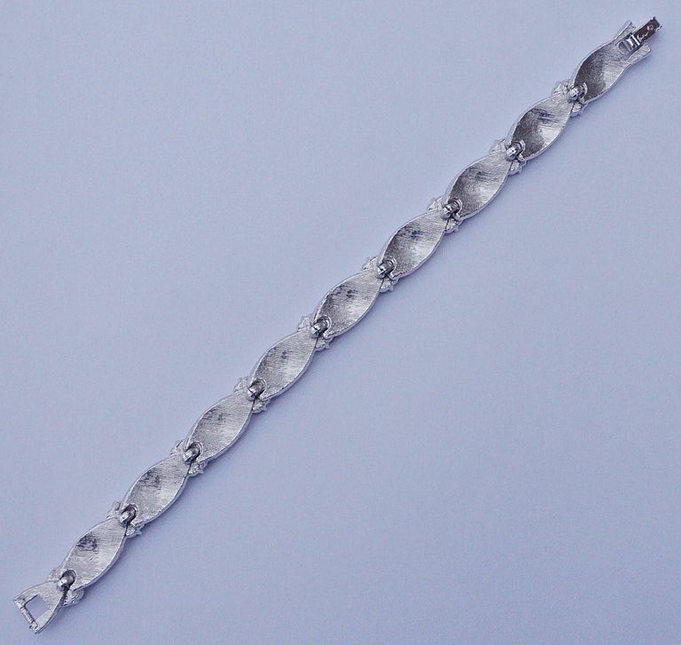 Trifari Silver Plated April Birthday Diamond Rhinestone Ribbon Bracelet ...