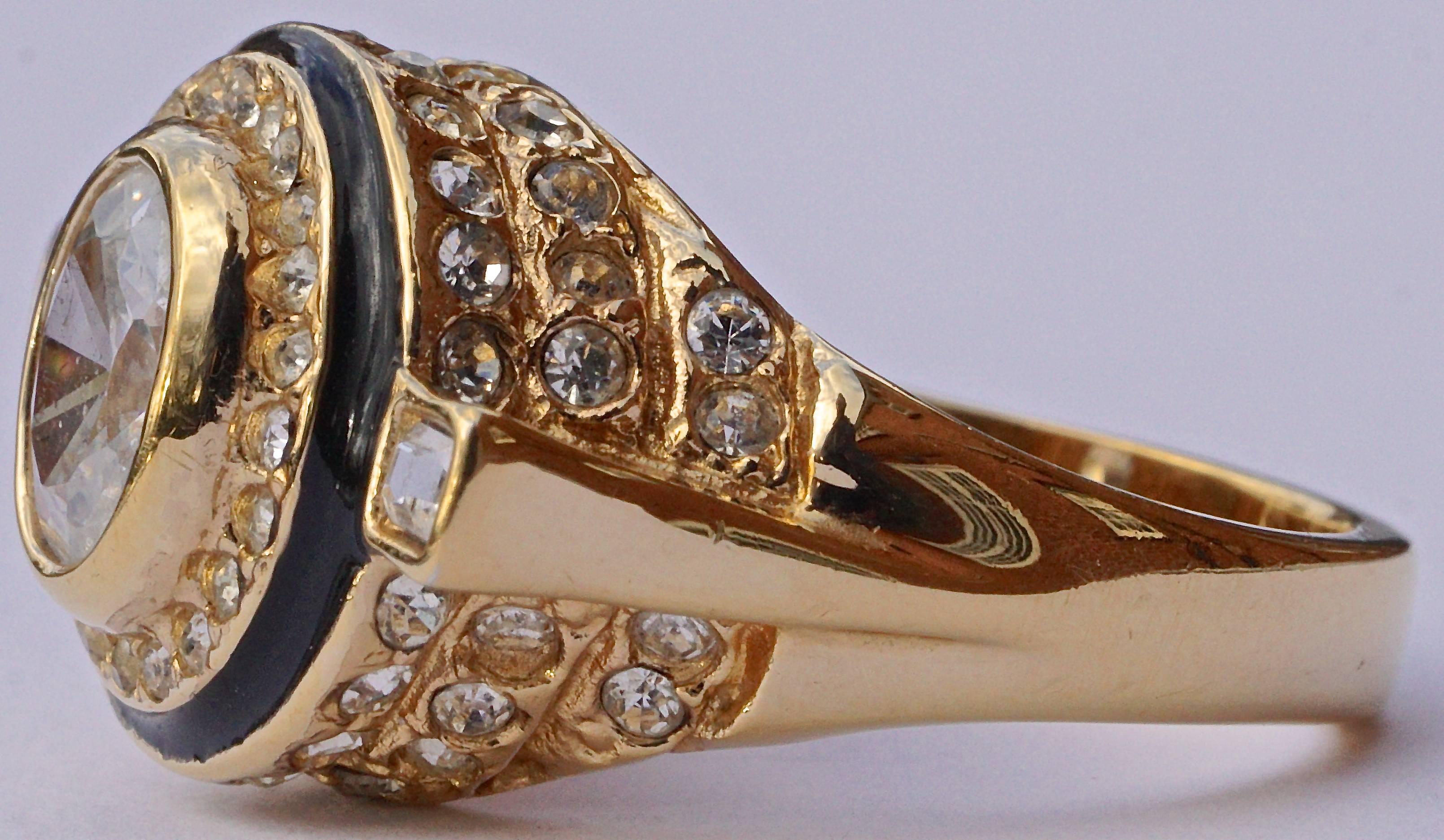 Art Deco 89 Gold Plated and Crystal Vintage Ring at 1stDibs | art deco ...