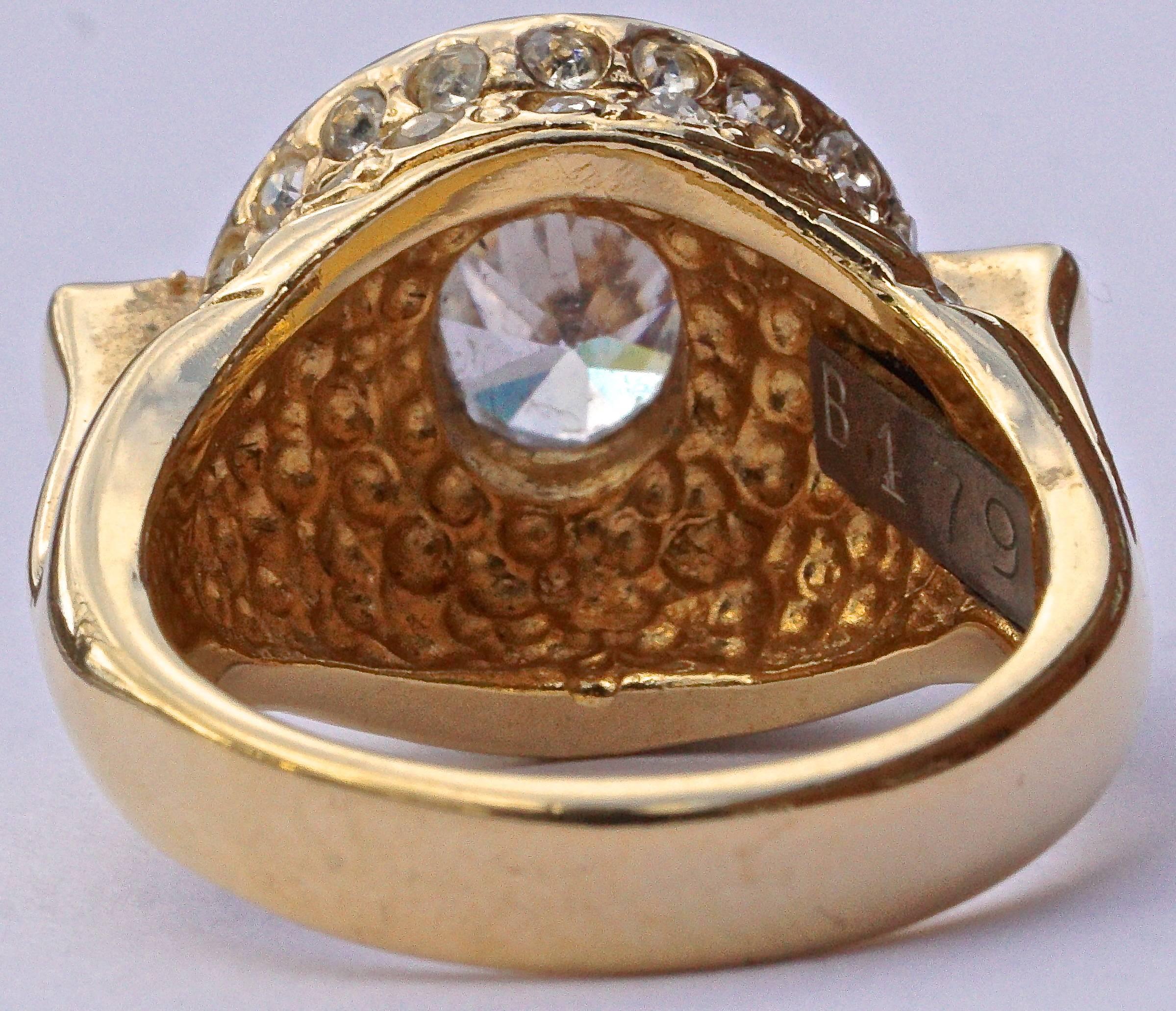 Art Deco 89 Gold Plated and Crystal Vintage Ring at 1stDibs | art deco ...
