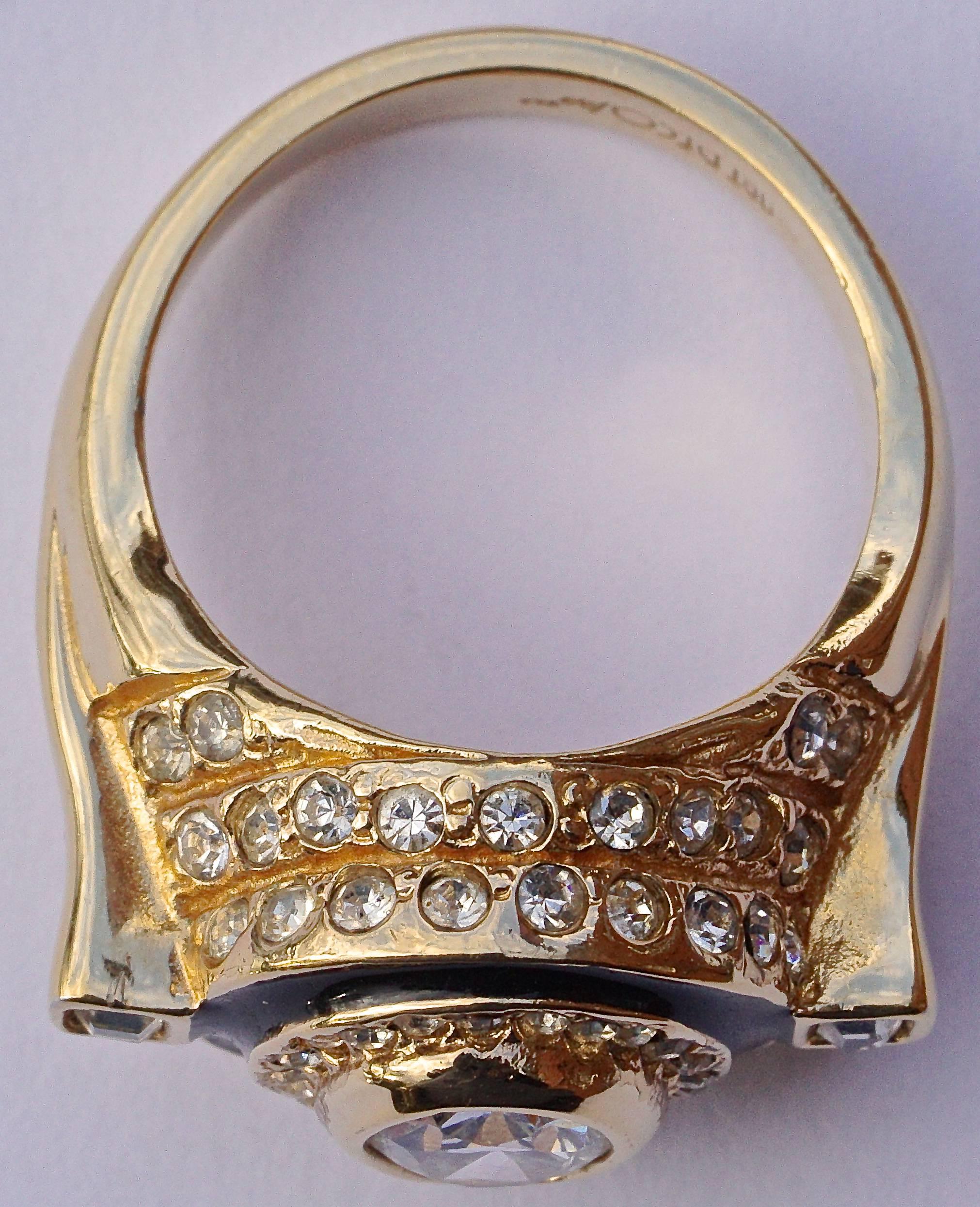 Art Deco 89 Gold Plated and Crystal Vintage Ring at 1stDibs | art deco ...