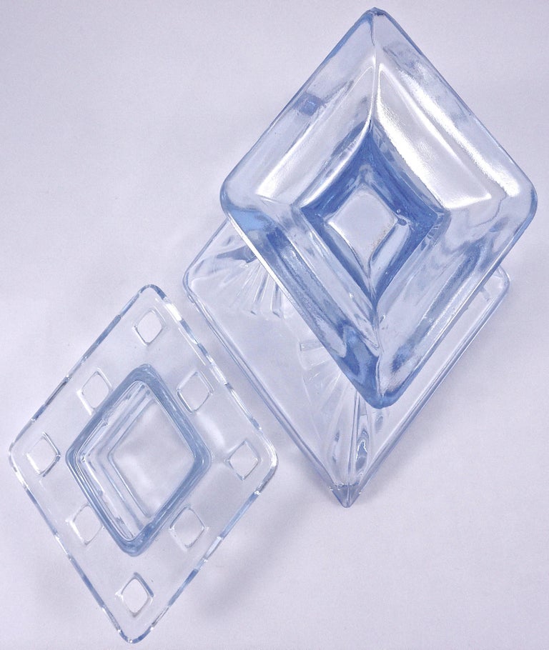 Bagley 1930s Blue Art Deco Pressed Glass Vase With Frog For Sale At 1stdibs Bagley Glass For