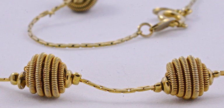 Monet Long Gold Tone Spiral Ball and Chain Necklace at 1stDibs | monet ...