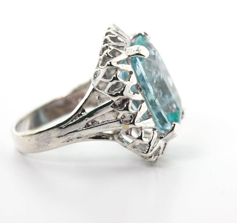 Unique Custom 8.25 Carat Aquamarine Cocktail Ring at 1stDibs