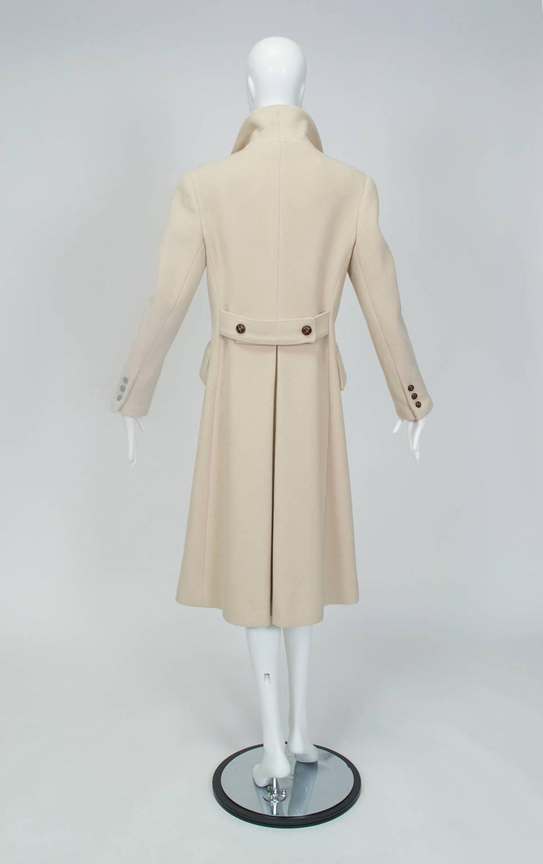 Ivory Cashmere Princess-Cut Military Trench Coat – I Magnin, 1970s at ...