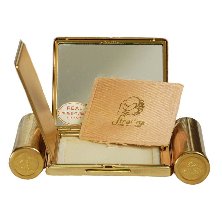 New Stratton UK Gold Compact Chatelaine for Lipstick, Perfume and ...