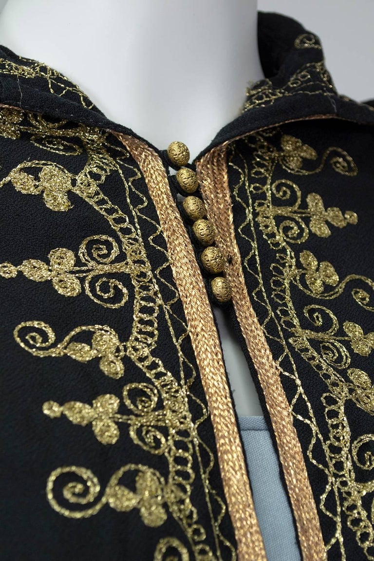 Moroccan Gold Embroidered Cloak with Tasseled Hood, 1960s at 1stDibs ...