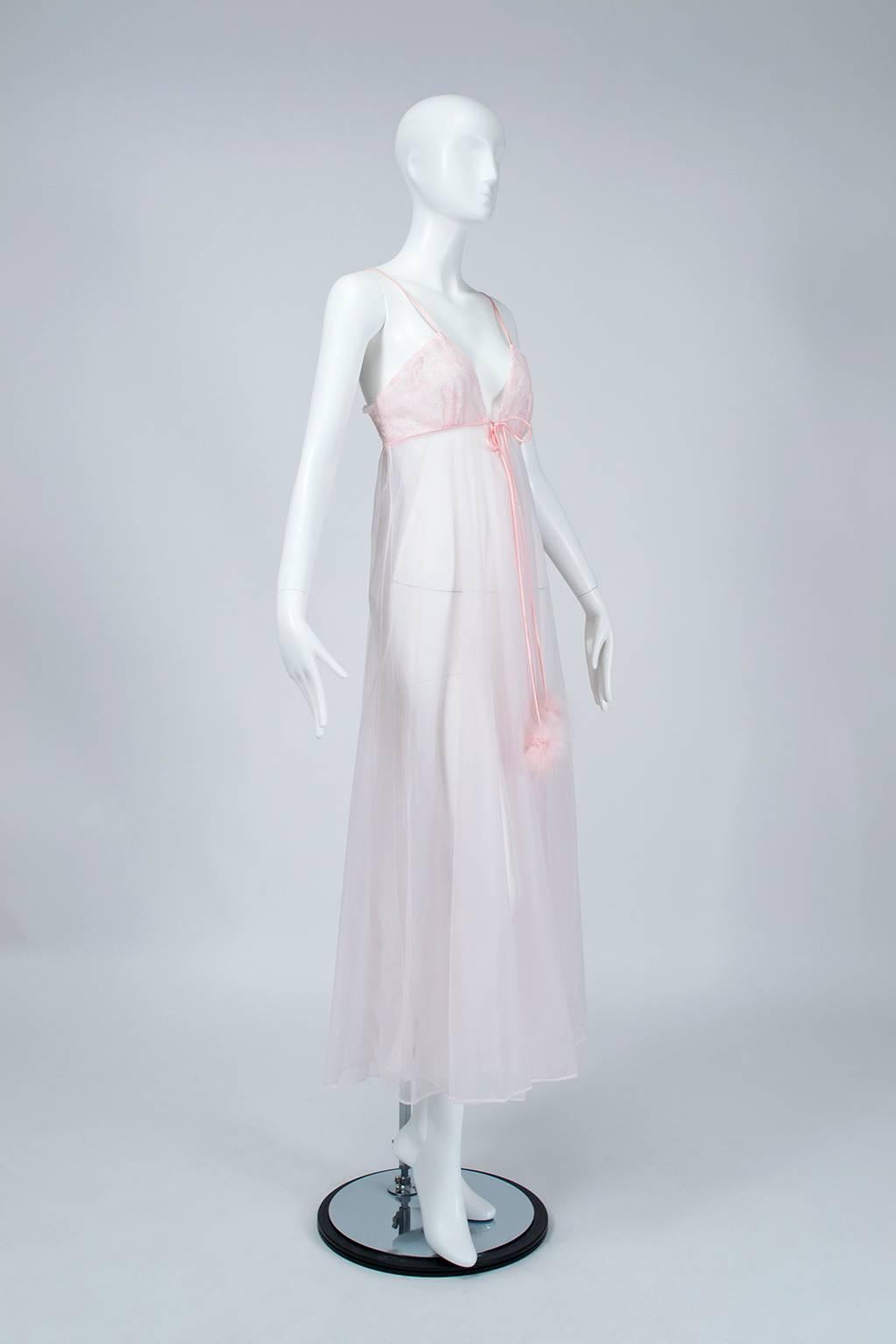 Blush Pink Marabou Feather Pillow Talk Negligée Nightgown - Small-Med ...