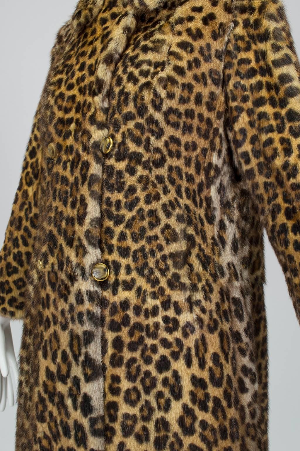 Genuine Leopard-Stenciled Mink Fur A-Line Stroller Coat - S-M, 1960s ...