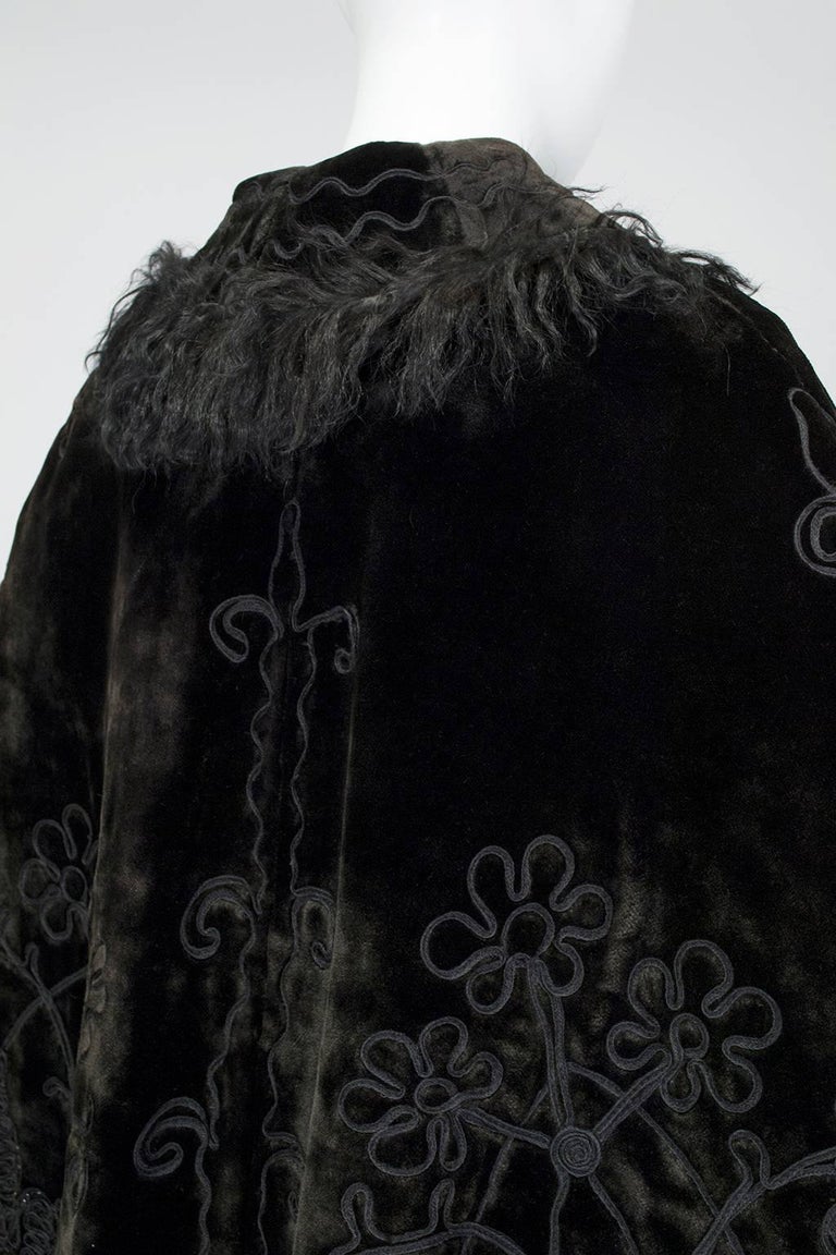 Victorian Brown Mohair and Mongolian Lamb Beaded Shoulder Cape - One ...