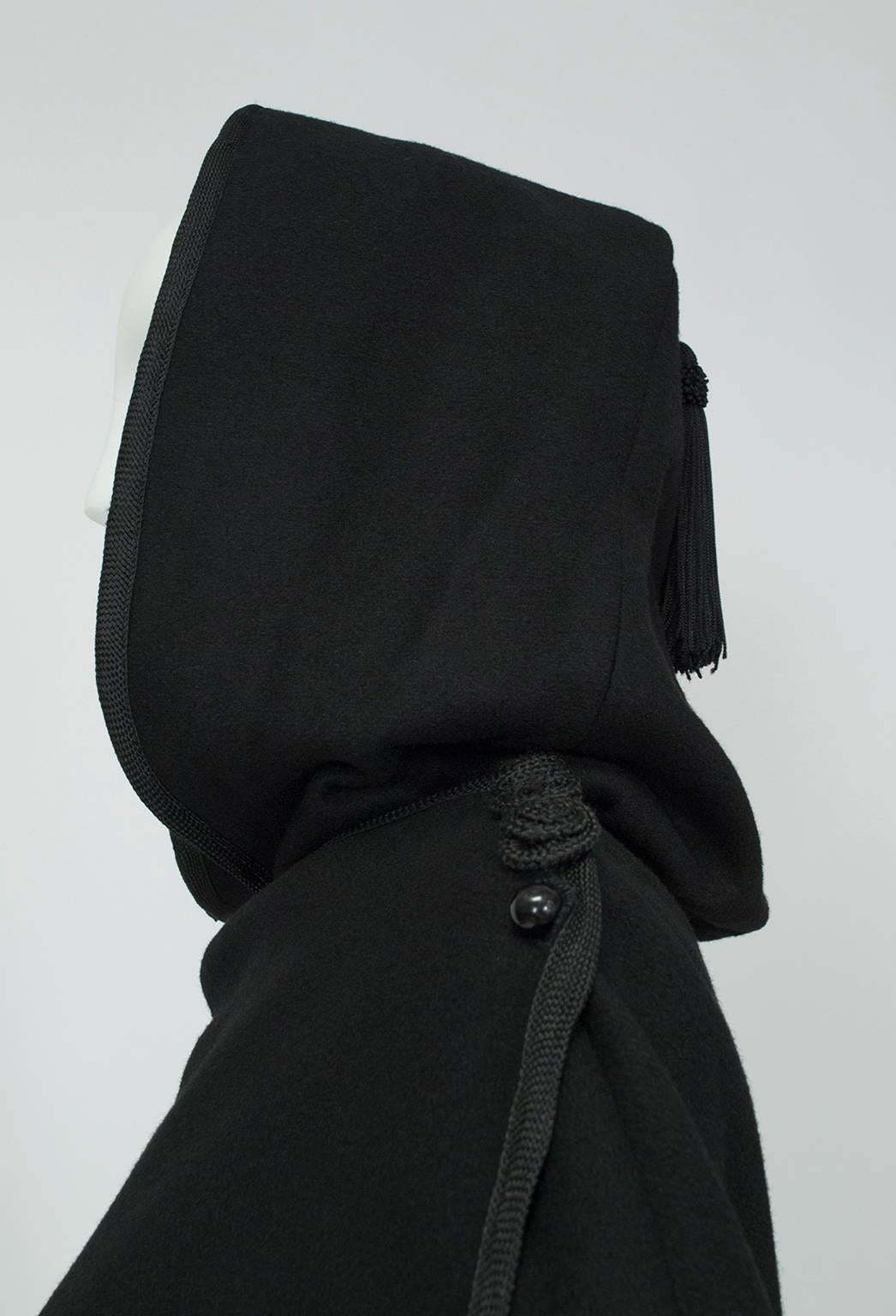 Sweeping Floor-Length Hooded Cloak with Passementerie Trim – I Magnin ...