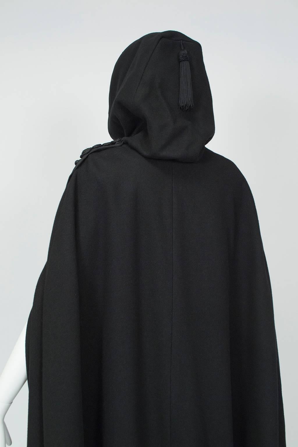 Sweeping Floor-Length Hooded Cloak with Passementerie Trim – I Magnin ...