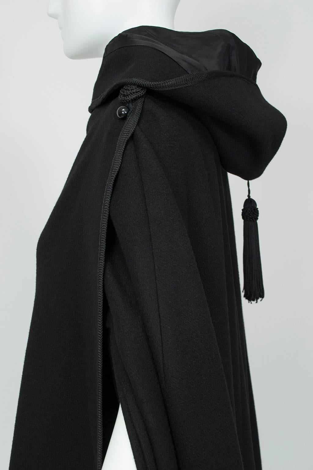 Sweeping Floor-Length Hooded Cloak with Passementerie Trim – I Magnin ...