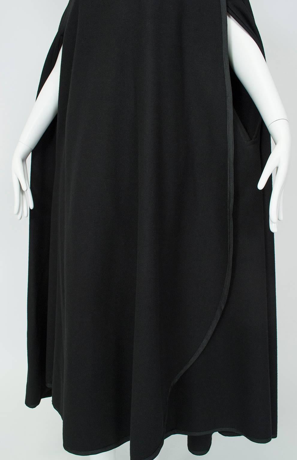 Sweeping Floor-Length Hooded Cloak with Passementerie Trim – I Magnin ...