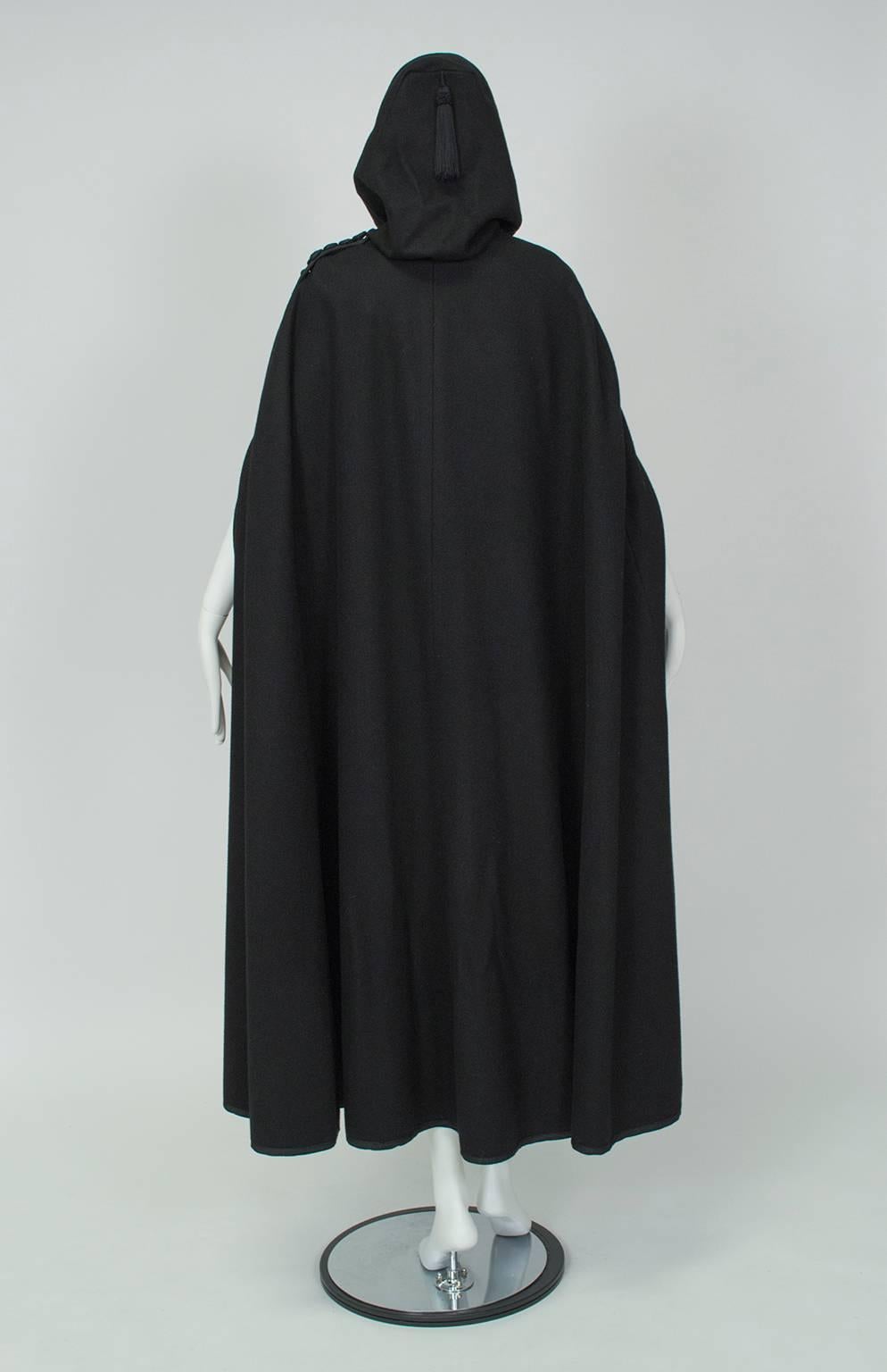 Sweeping Floor-Length Hooded Cloak with Passementerie Trim – I Magnin ...