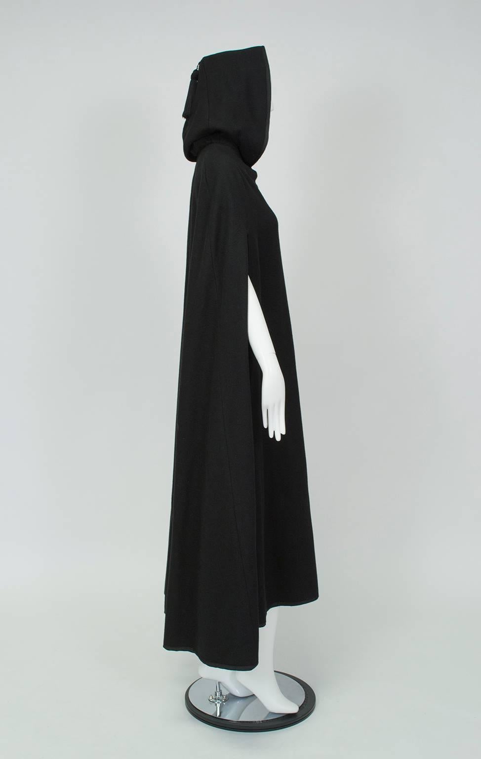 Sweeping Floor-Length Hooded Cloak with Passementerie Trim – I Magnin ...