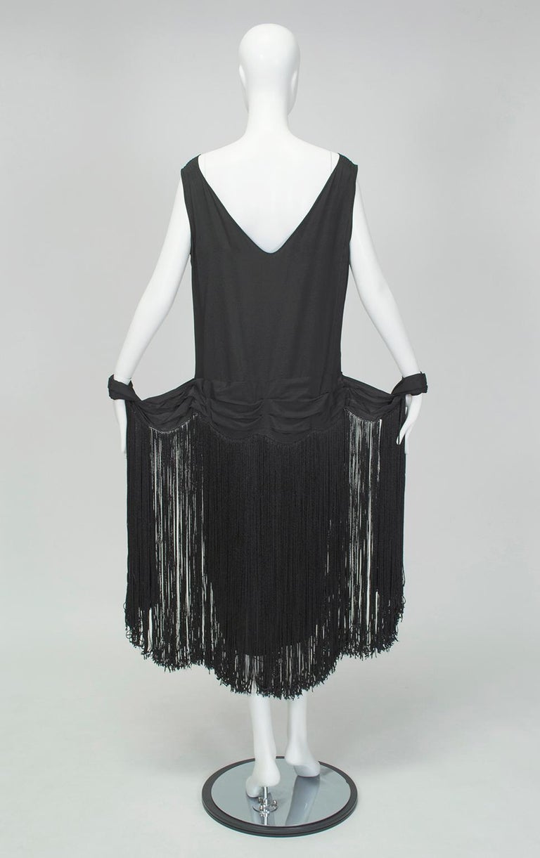 Black *Large Size* Jazz Baby Backless Fringed Wrapping Flapper Dress- M ...