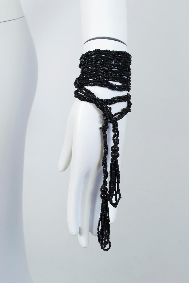 Victorian Jet Fringed Statement Lariat Necklace or Belt, 1890s at 1stDibs