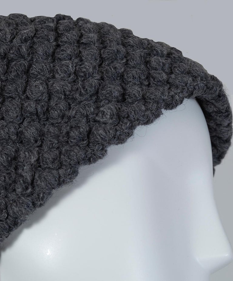 BH Wragge Charcoal Gray Knit Beanie Hat and Funnel Neckcloth Dickey - M, 1965 For Sale at 1stDibs