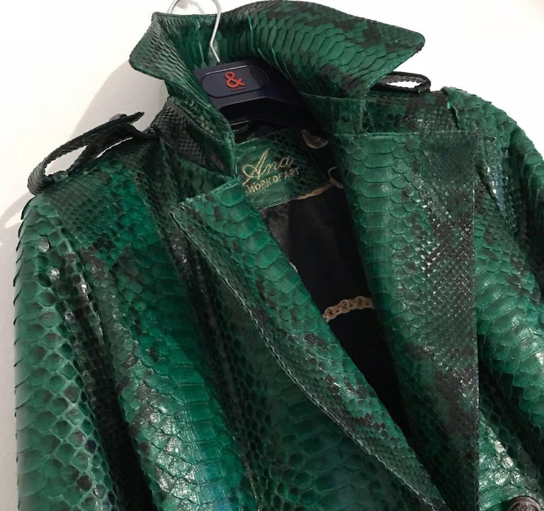 Ana Switzerland Green Python long coat For Sale at 1stDibs