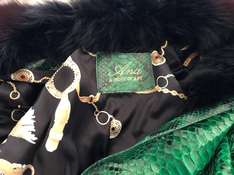 Ana Switzerland Green Python long coat For Sale at 1stDibs