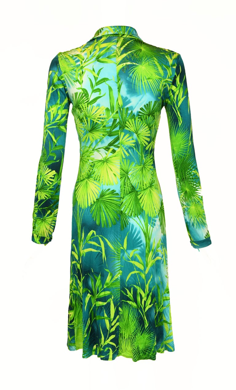Iconic Gianni Versace Couture Tropical Print Dress - Size IT 40 For ...