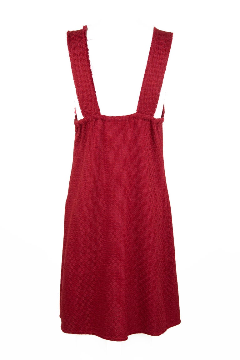 Chanel Red Tweed Sleeveless Dress For Sale at 1stDibs | chanel red dress