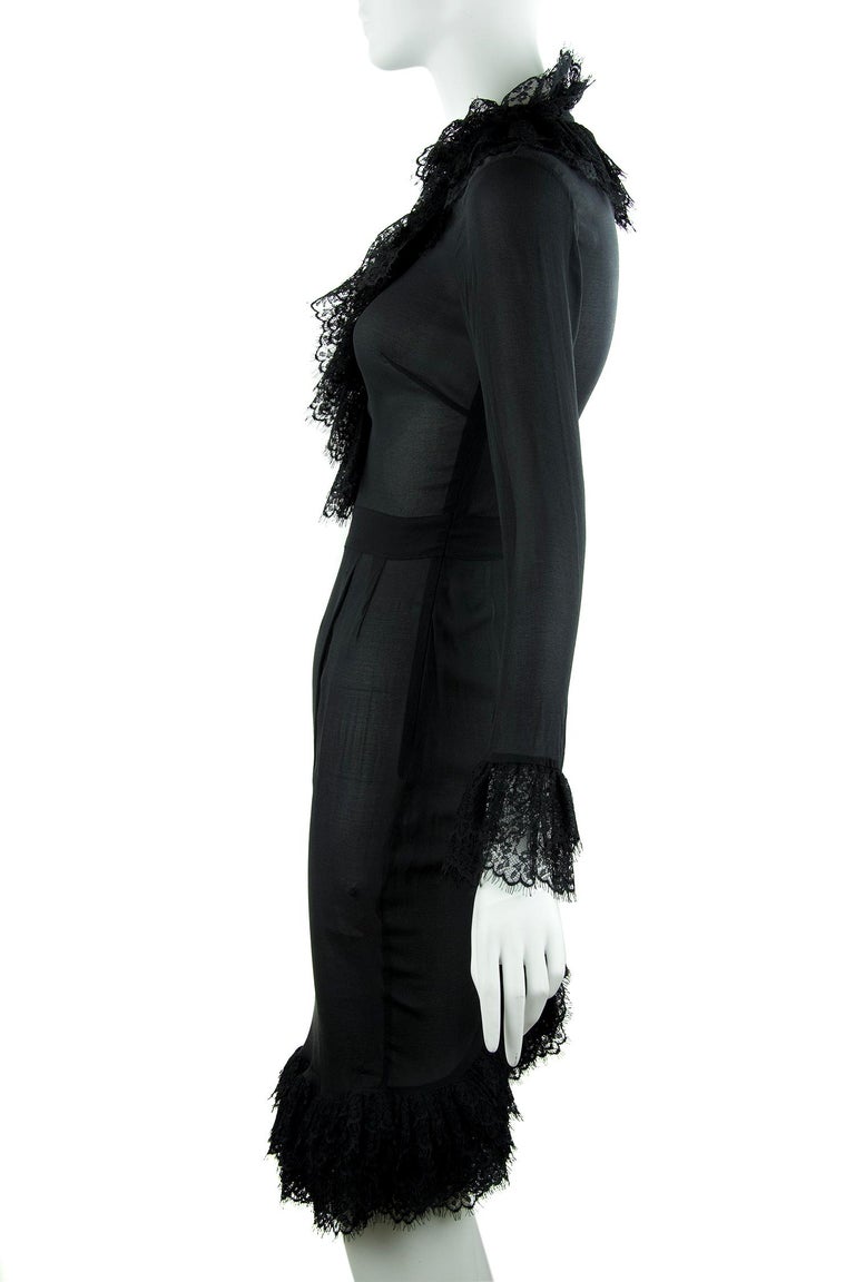 Agent Provocateur Long Sleeve Black Dress with Lace Collar and Trim ...