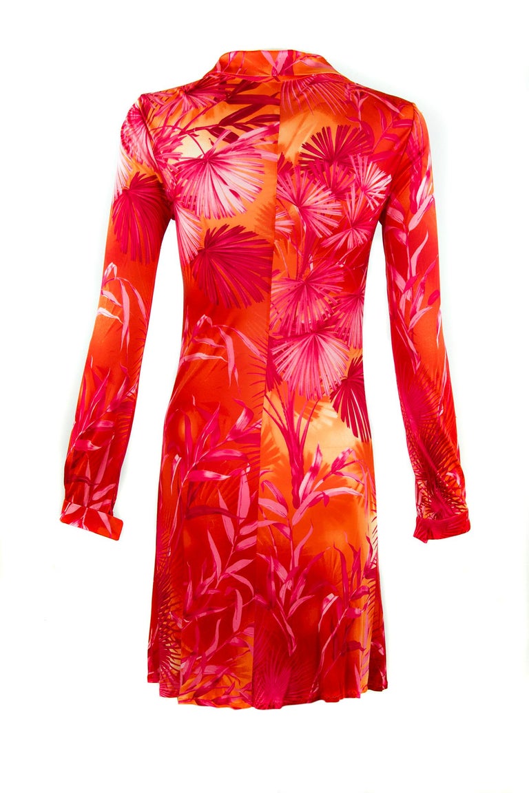 Iconic Gianni Versace Couture Tropical Print Dress in Pink - Size IT 42 ...