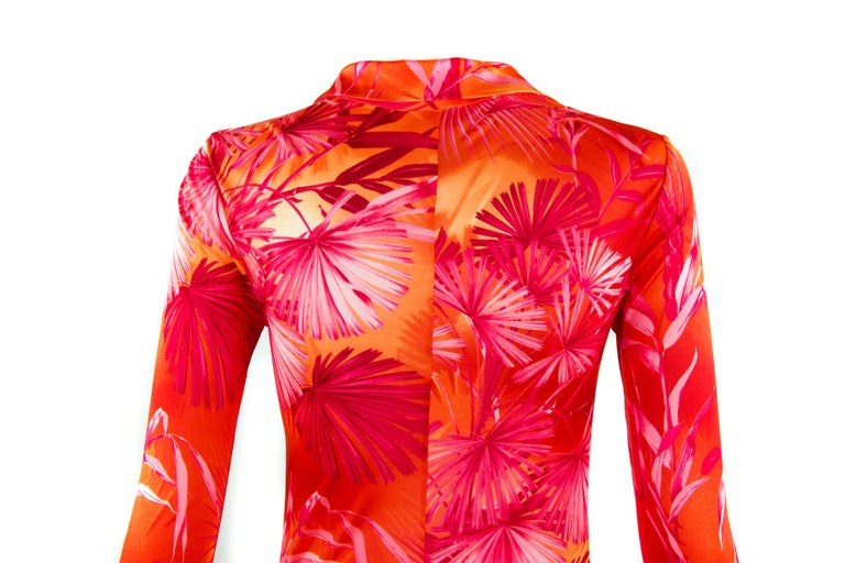 Iconic Gianni Versace Couture Tropical Print Dress in Pink - Size IT 42 ...