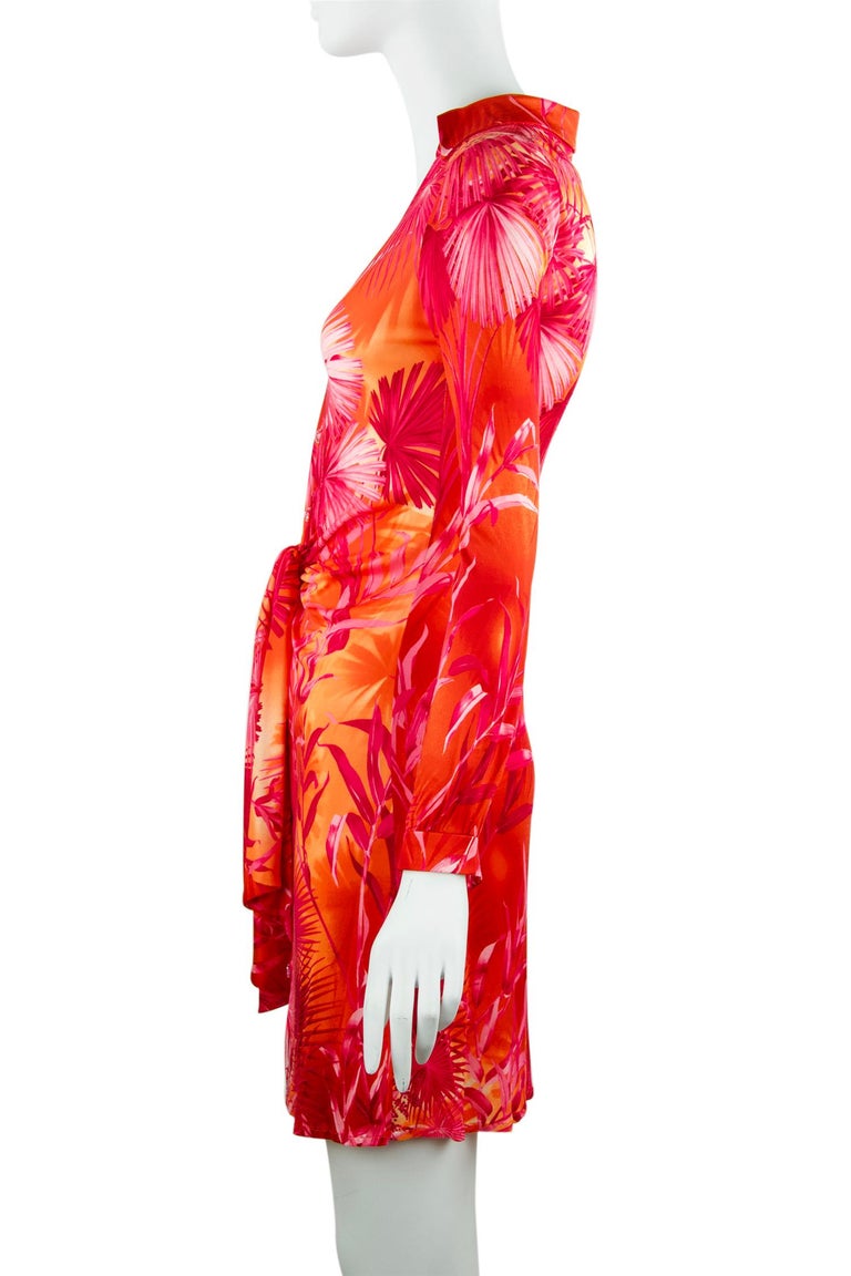 Iconic Gianni Versace Couture Tropical Print Dress in Pink - Size IT 42 ...