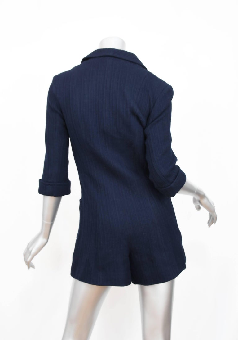 Chanel Navy Double Breasted Romper with Elbow Length Sleeves at 1stDibs