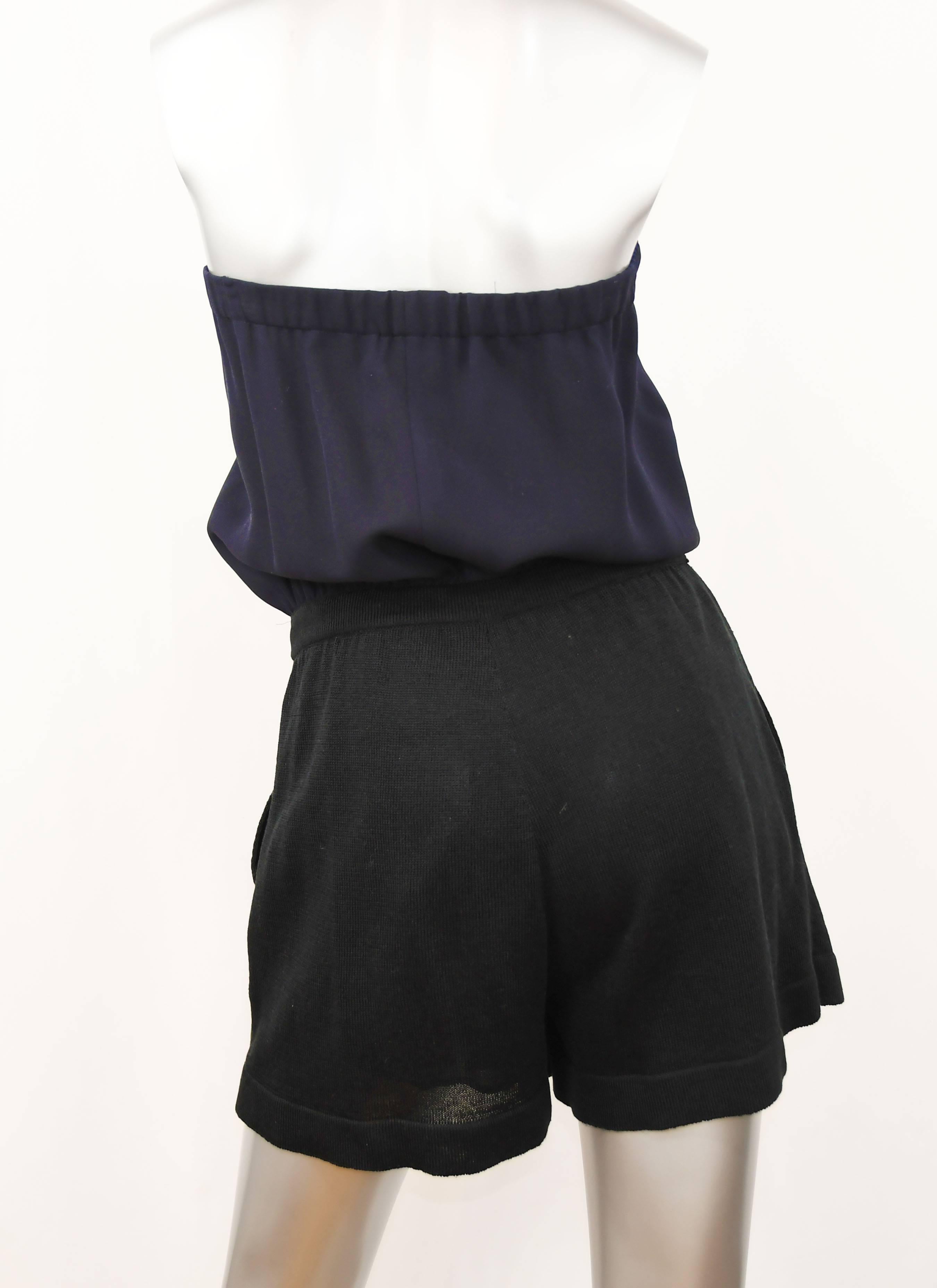 Chanel Strapless Sexy Romper in Navy and Black For Sale at 1stDibs