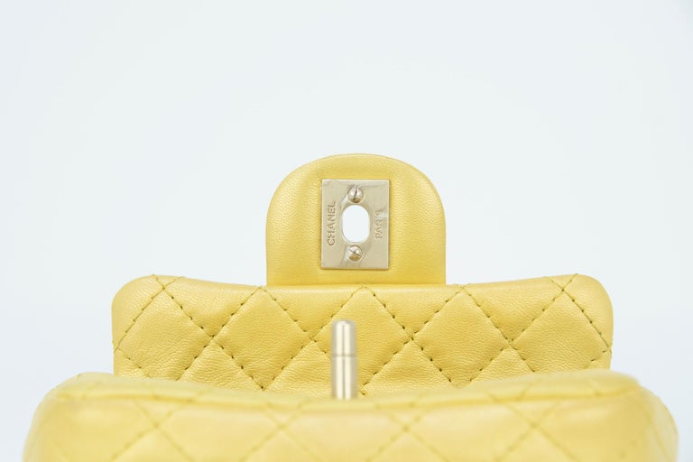 Chanel Mini Yellow Double Flap Bag with Rhinestone Hardware at 1stDibs