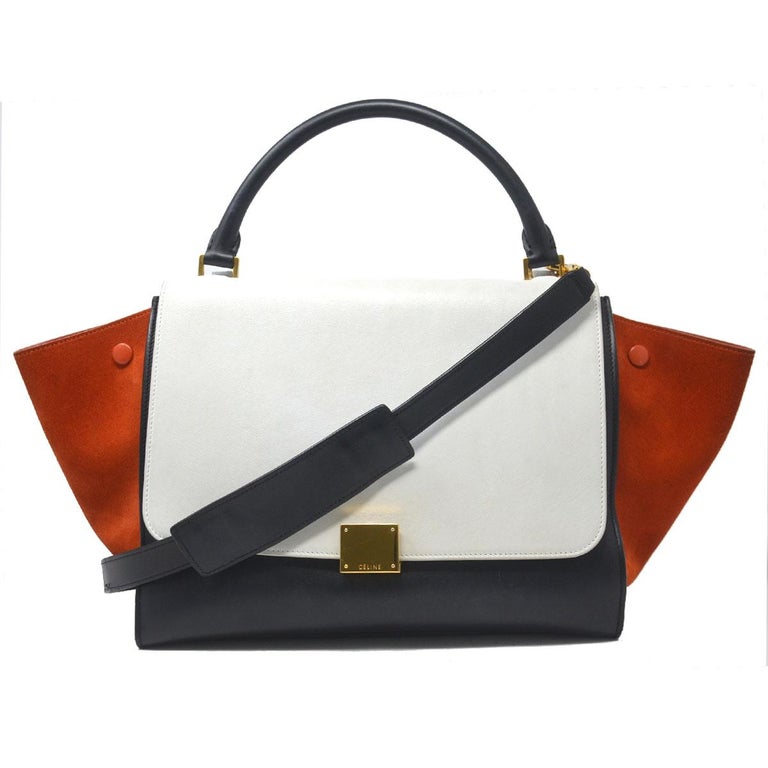 Celine Trapeze Medium Tri-Color Suede and Leather Handbag For Sale at ...