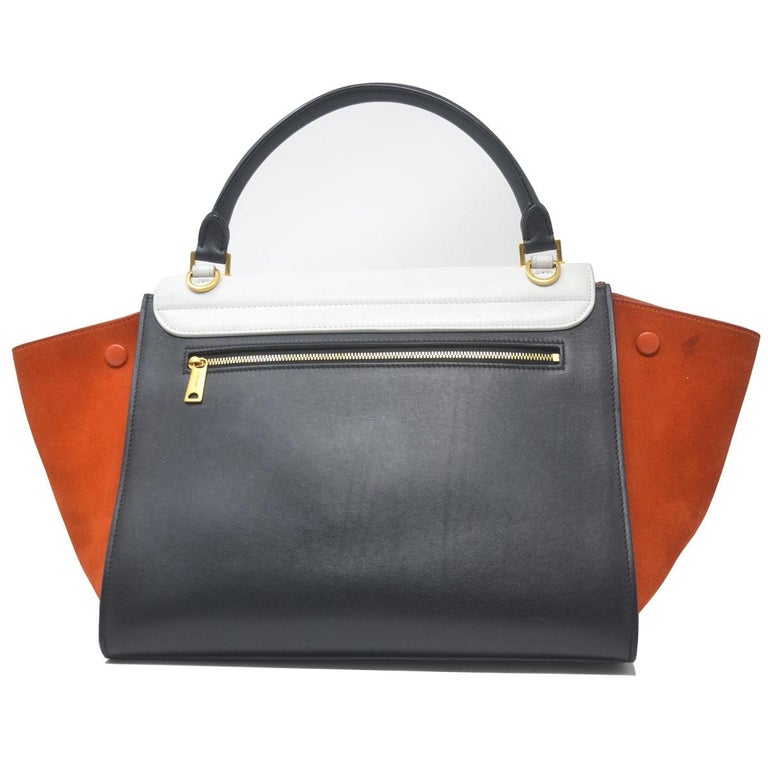 Celine Trapeze Medium Tri-Color Suede and Leather Handbag For Sale at ...