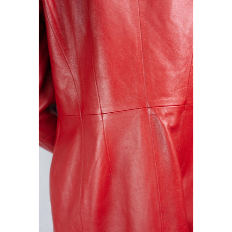 Louis Feraud red and white tailored leather jacket.circa 1980s For Sale ...