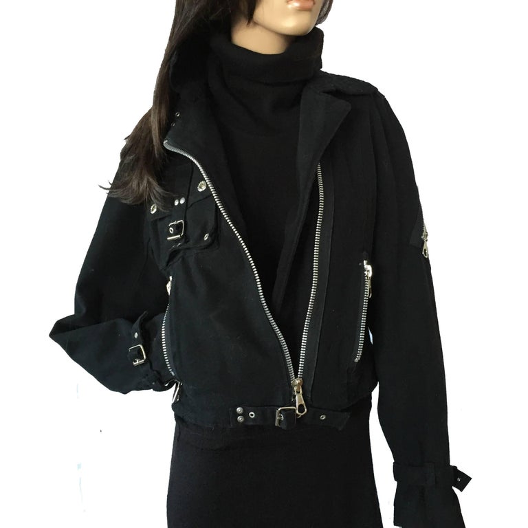 French made Cotton Canvas Moto Bomber Motorcycle Jacket at 1stDibs ...