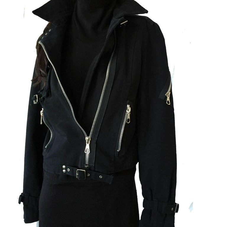 French made Cotton Canvas Moto Bomber Motorcycle Jacket at 1stDibs ...