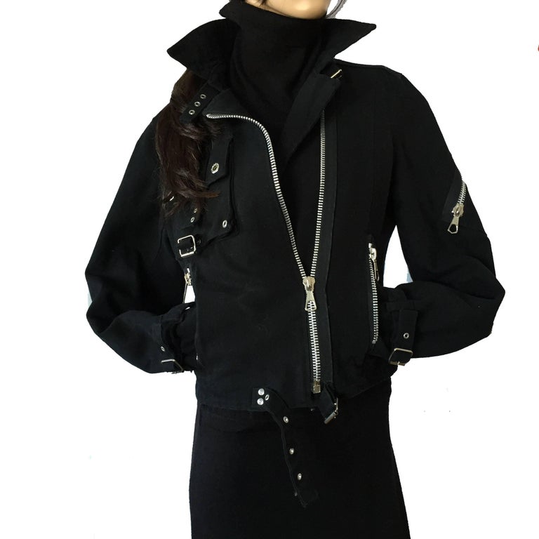 French made Cotton Canvas Moto Bomber Motorcycle Jacket at 1stDibs ...